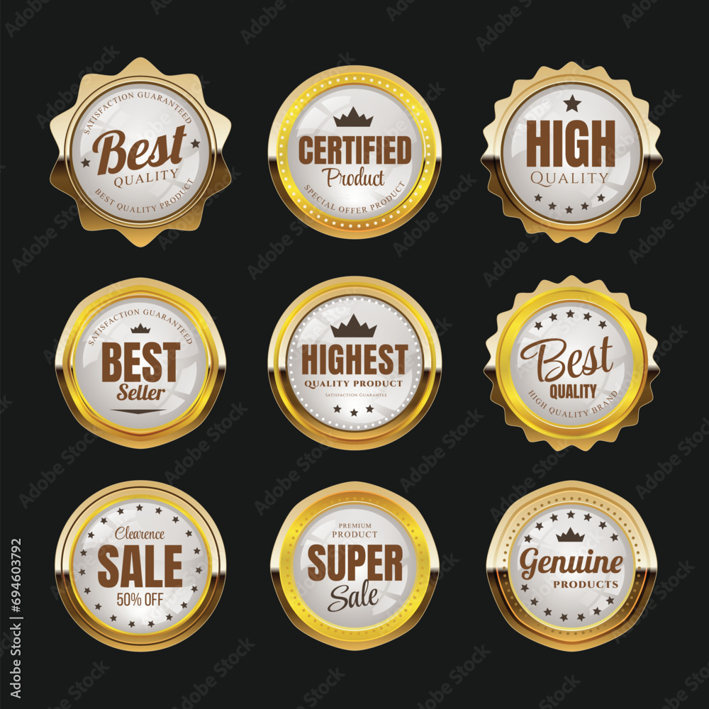 Set of Gold Seal Labels Collection, Golden luxury labels, gold premium ...