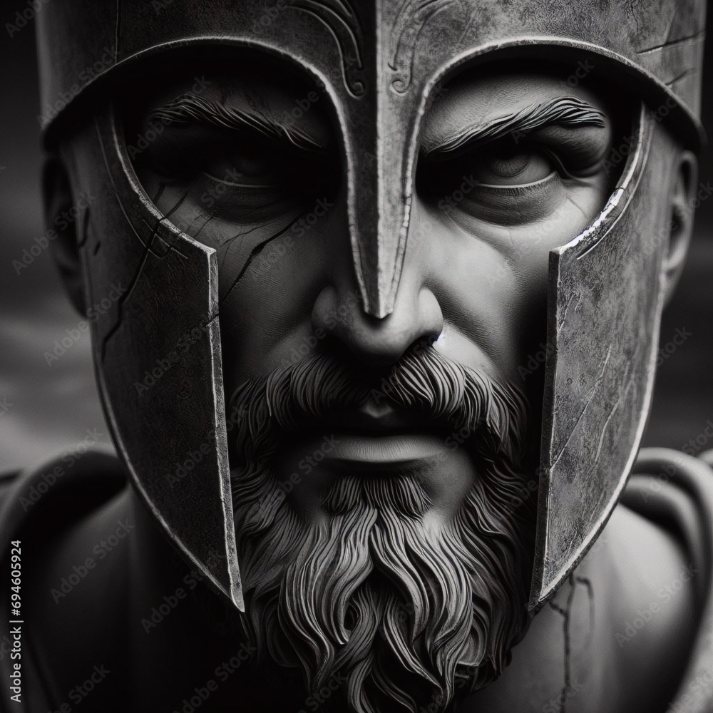 Spartan warrior in battle formation, army of ancient Greek soldier in ...