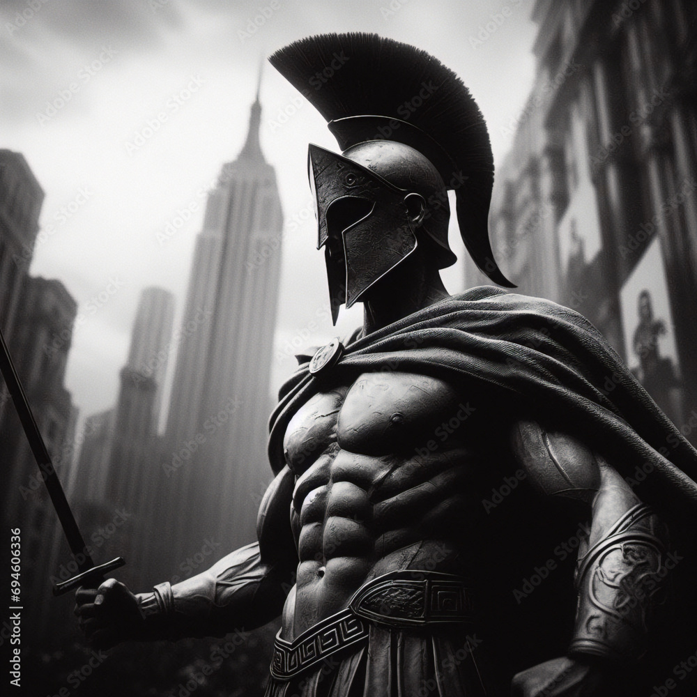 Spartan warrior in battle formation, army of ancient Greek soldier in ...