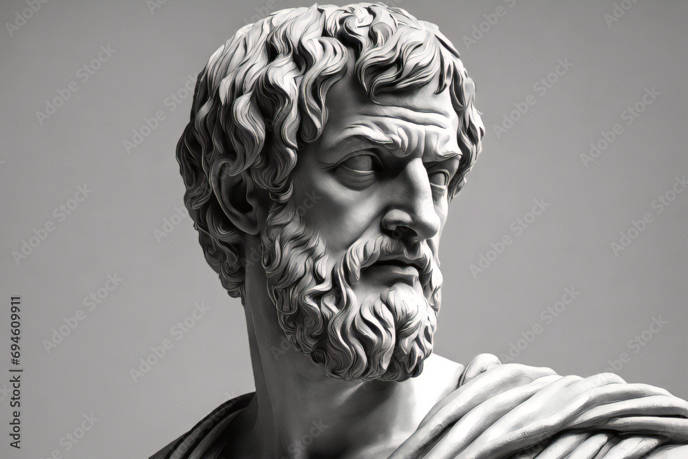 Aristotle bust sculpture, the Greek philosopher. Illustration of the ...