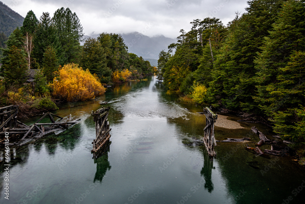 View of the Ruca Malén River that crosses the section of Route 40 that ...