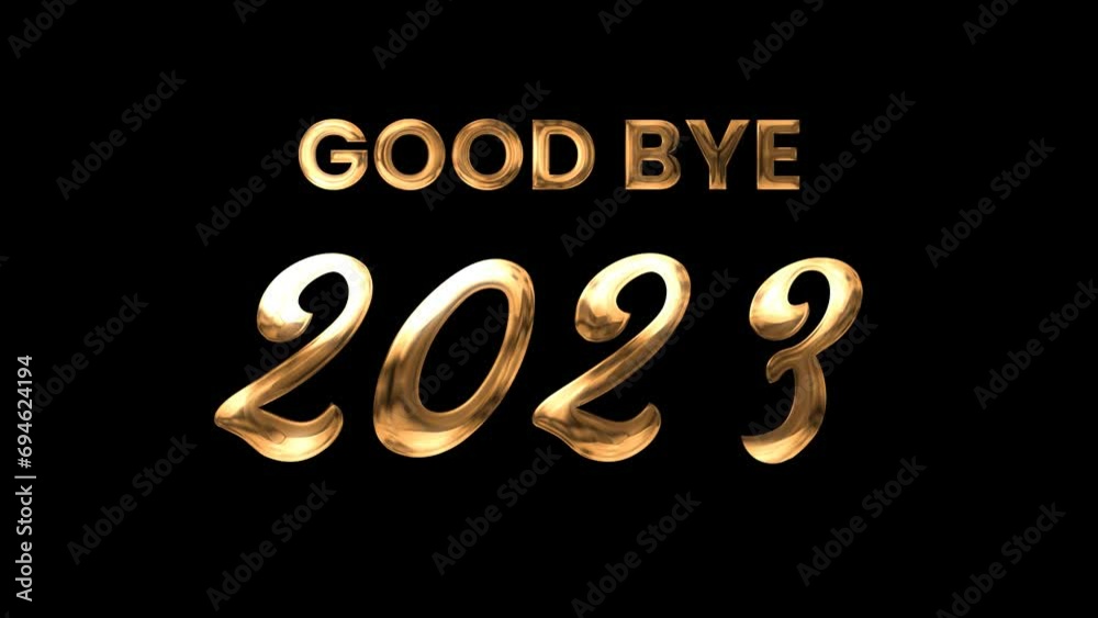 Good Bye 2023 modern text animation in 3d gold color on the transparent ...