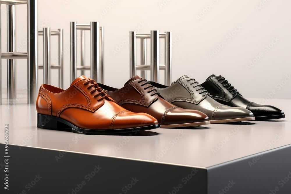 Men's luxury leather shoes on table top, 3d render, men's expensive ...