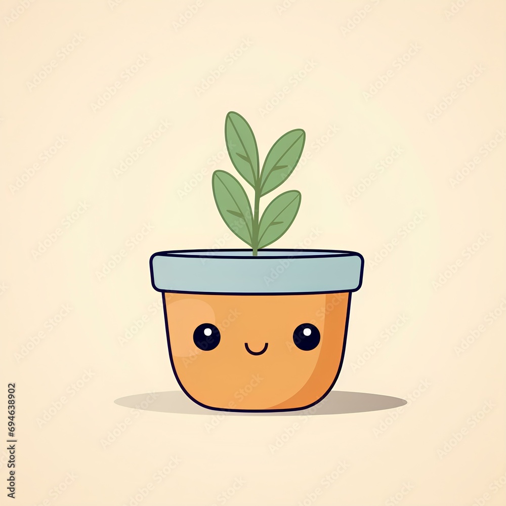 A vector illustration of a cute plant in a pot, simple graphic design ...