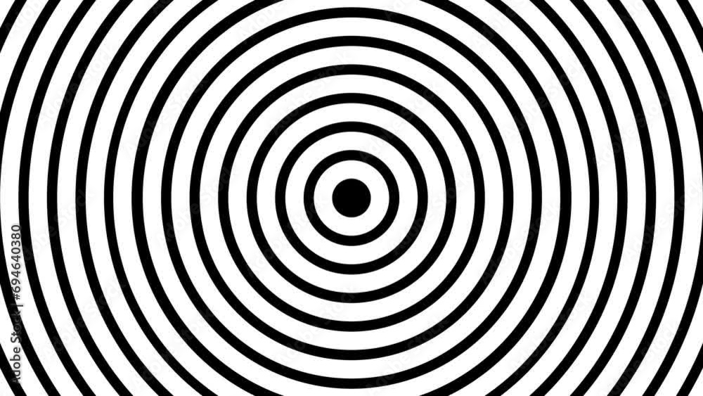 Hypnosis. Diverging circles on water. Liquid flow. White and black ...