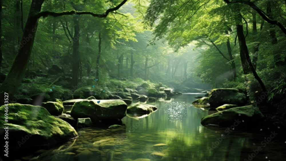 Vidéo Stock A beautiful natural landscape in the forest with a lake ...
