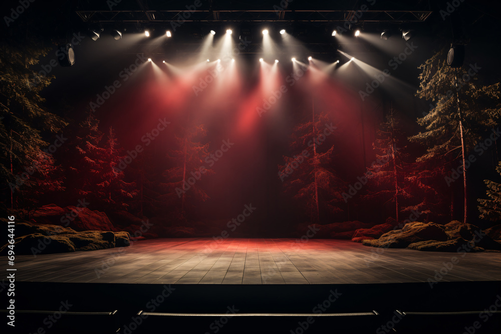 Theater stage light background with spotlight illuminated the stage for ...