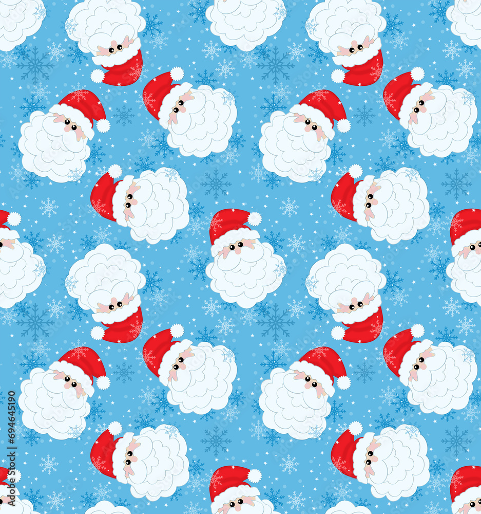 Cute Santa Claus with Snow and Sparkles on a Baby Blue Background ...