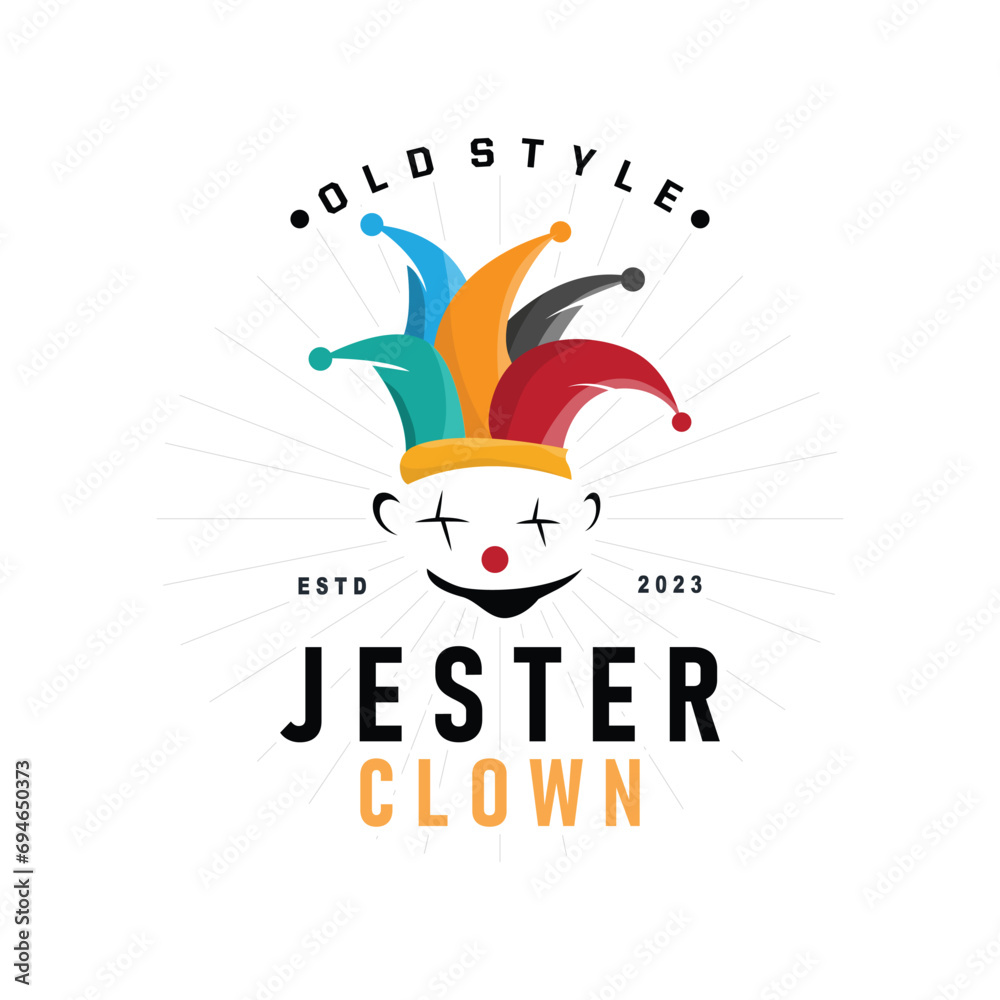 Simple illustration template jester hat logo minimalist joker clown ...