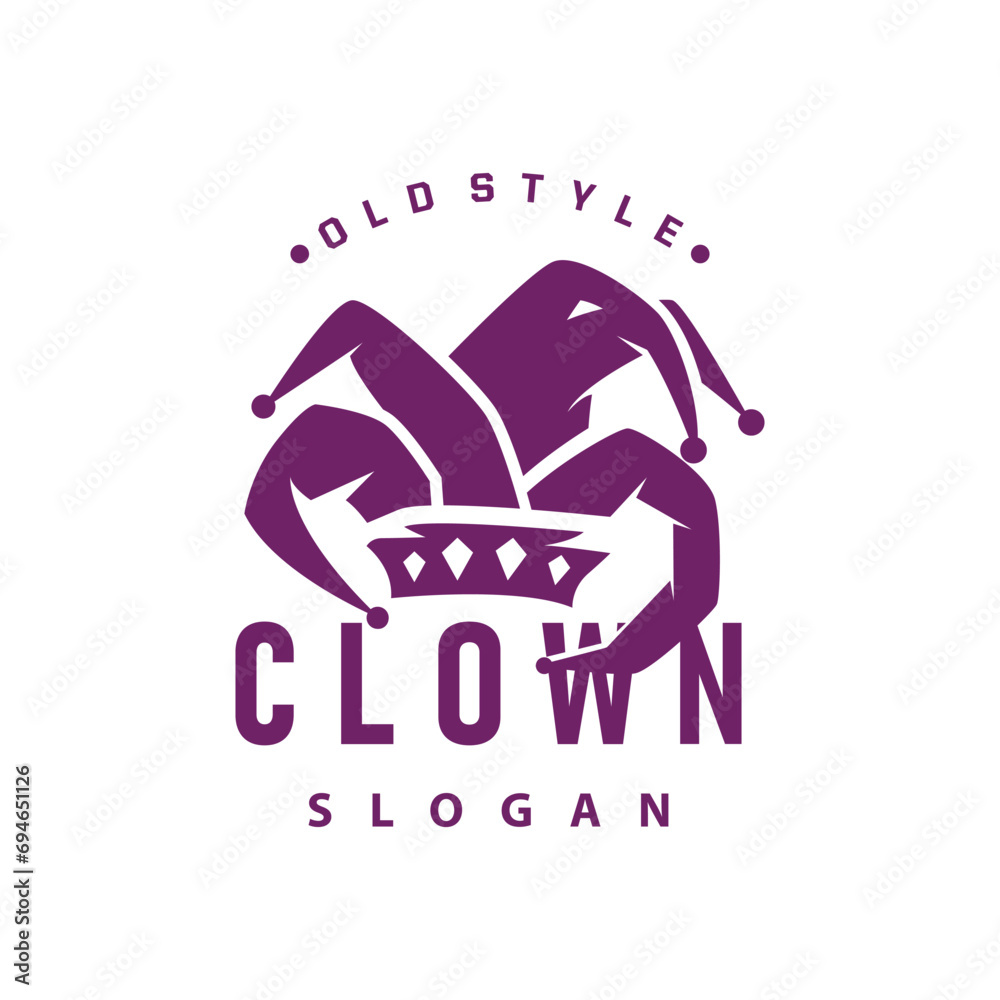 Simple illustration template jester hat logo minimalist joker clown ...