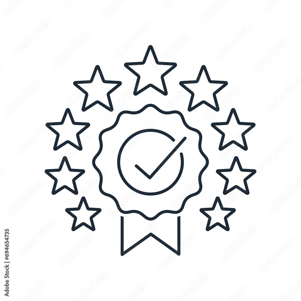 Merit. Achievements and award.Vector linear icon illustration isolated ...