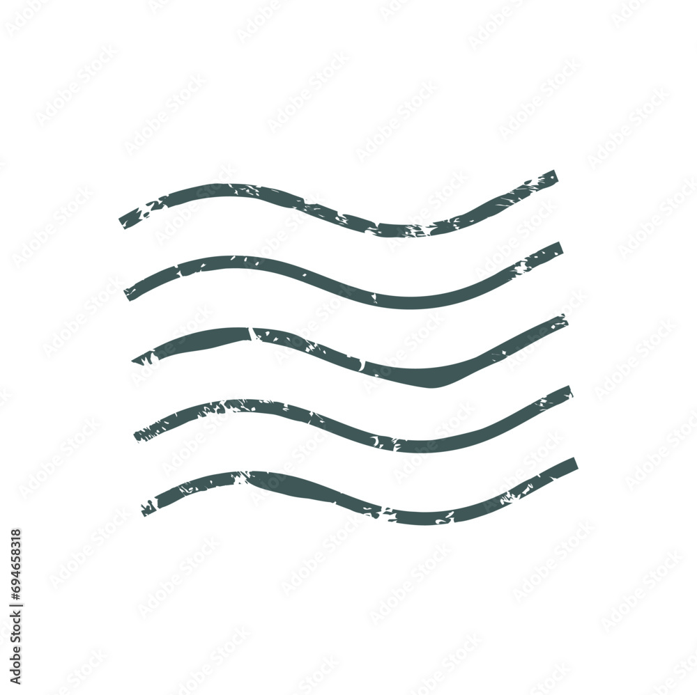Postage and postal stamp, wavy lines sketch isolated mark template ...