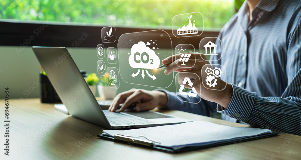 Reduce Co2 Emissions concepts, Global Warming, and Climate Change ...