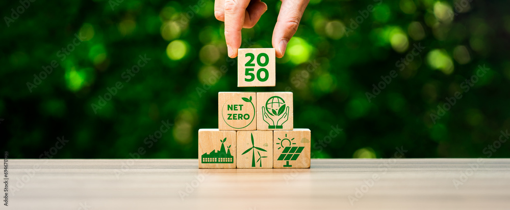 Net zero by 2050. Carbon neutral. Net zero greenhouse gas emissions ...