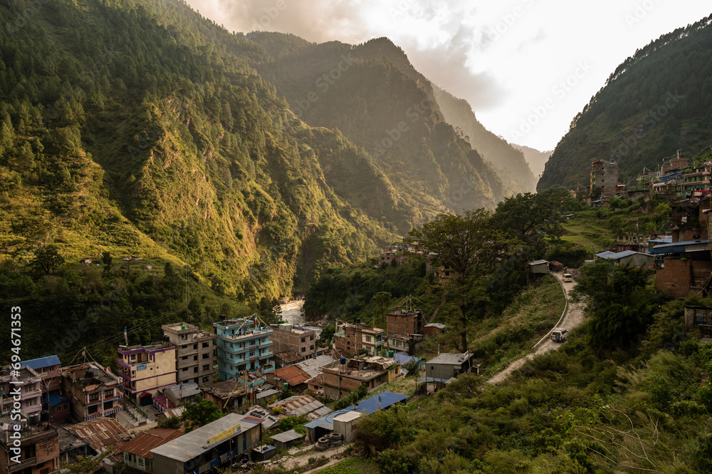 View of Syabrubesi village a beautiful resident village inside the ...