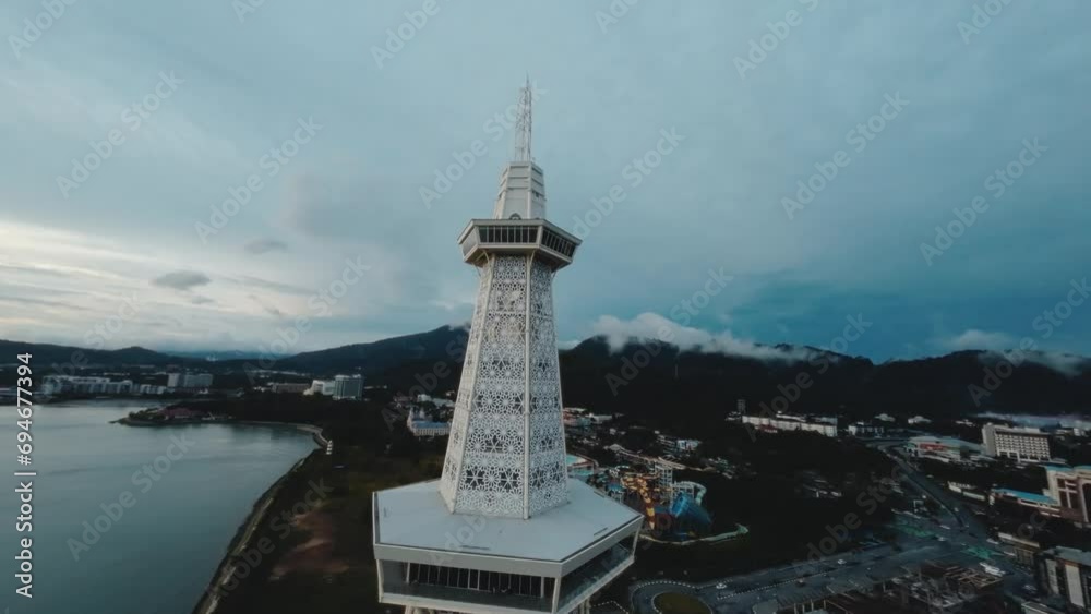 Vidéo Stock FPV footage provides an exceptional view of the MAHA Tower ...