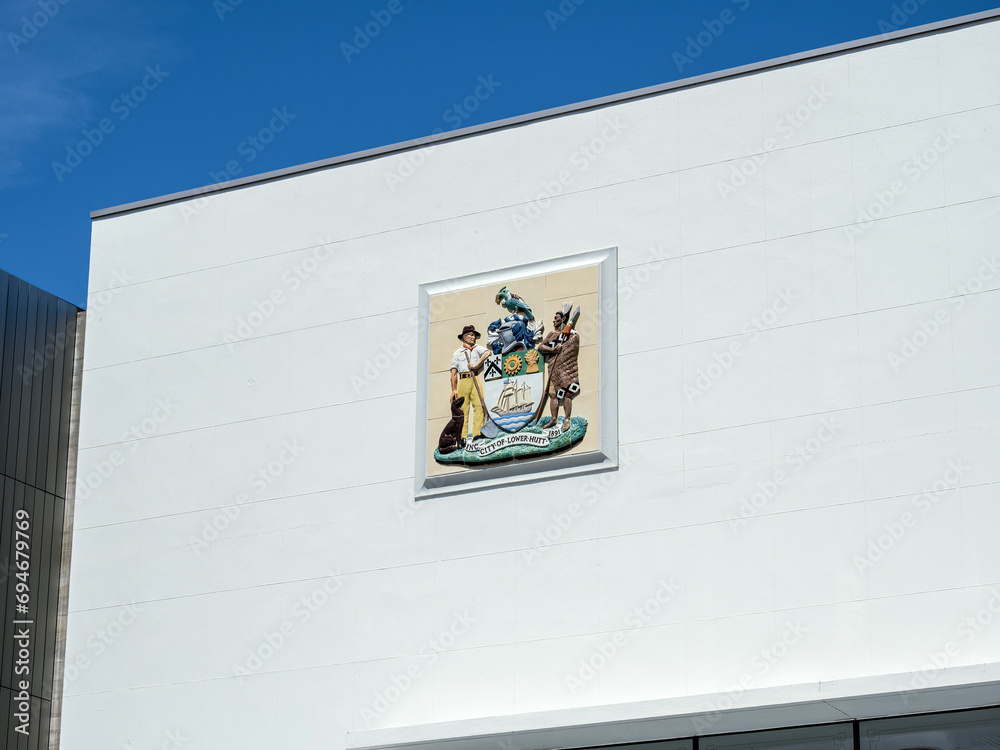 Lower Hutt city coat of arms, civic heraldry. Stock Photo | Adobe Stock