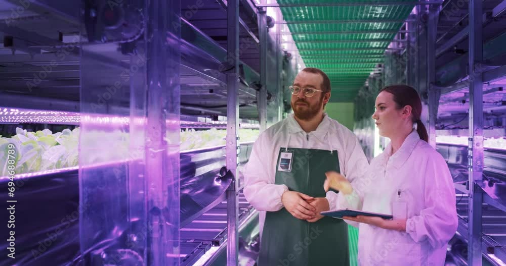 Vidéo Stock Agricultural Engineer and a Young Female Scientist ...