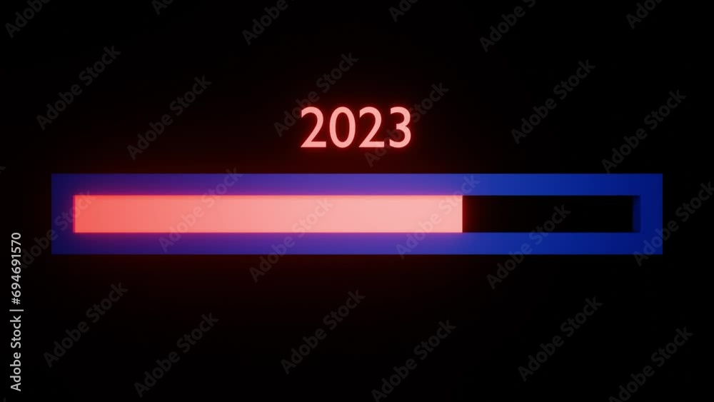 Loading 2023 to 2024 progress bar on black background Animation. Happy ...