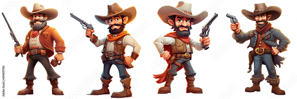cowboy with rifle funny full figure. Army Cartoon character isolated on ...