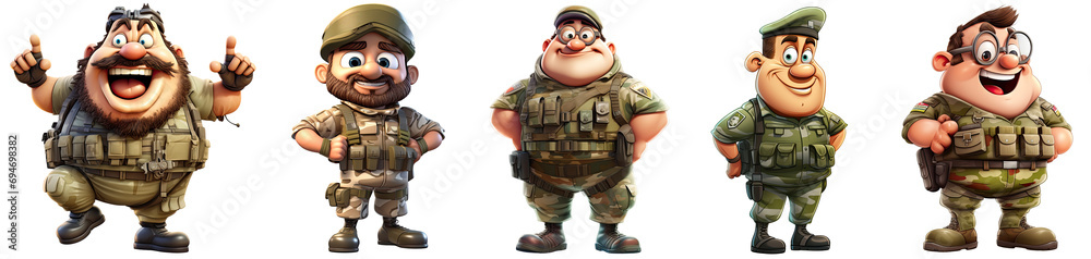 Modern soldier funny full figure. Army Cartoon character isolated on ...