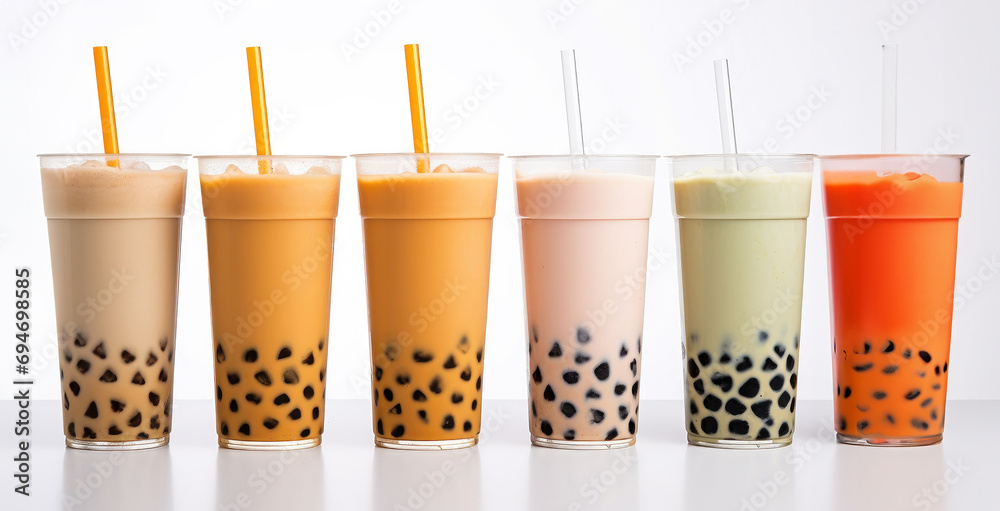 bubble tea boba different colorful flavors Stock Illustration | Adobe Stock