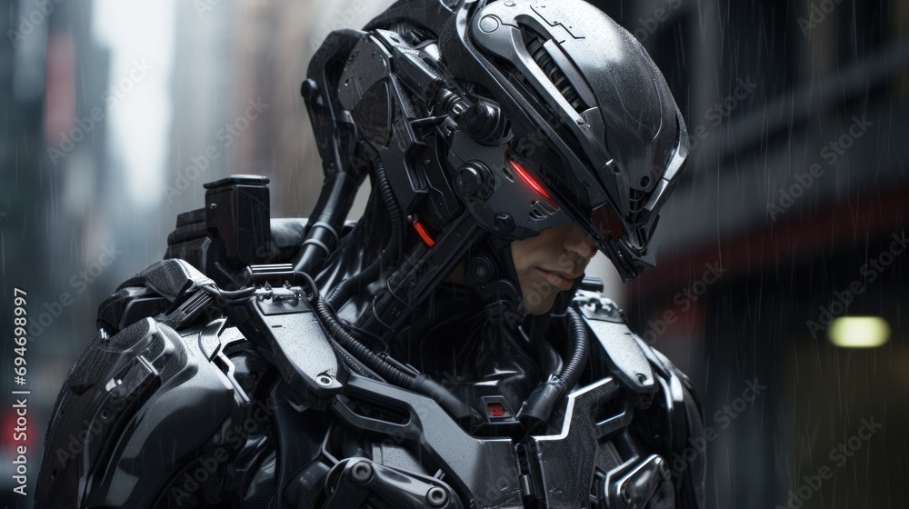 Robot cyber technology cyberpunk future AI generated image Stock ...