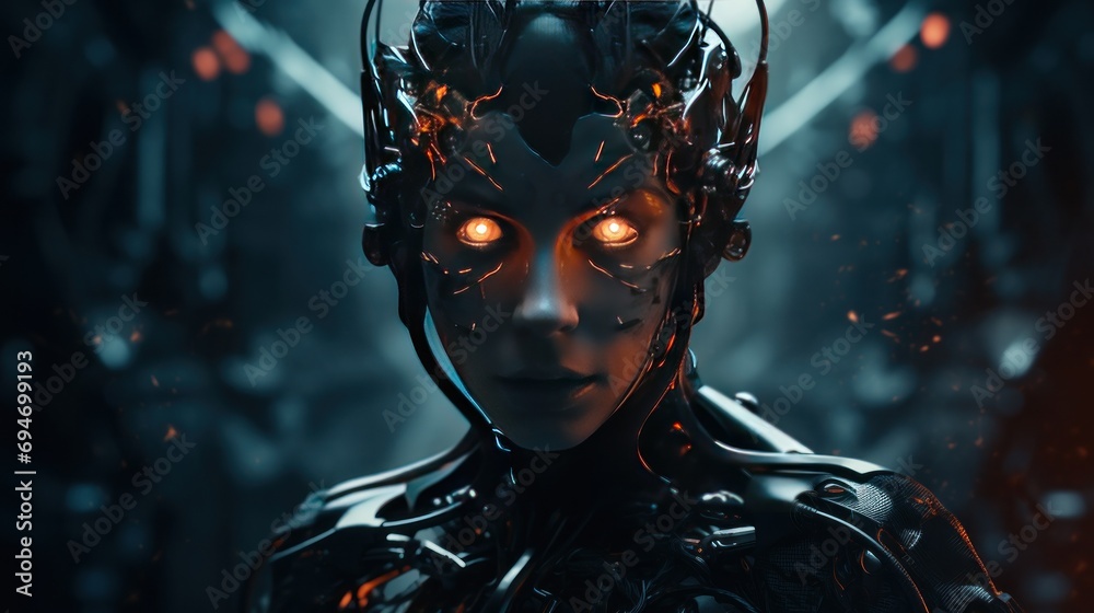 Human cyborg technology cyberpunk future AI generated image Stock ...