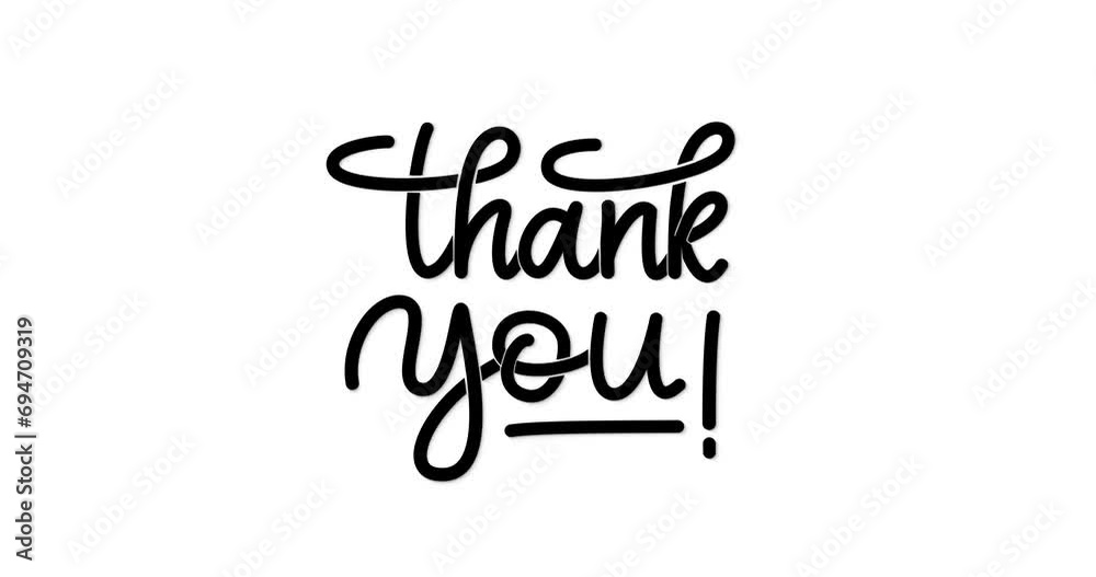 Animated Thank you. Animation of Handwriting text calligraphy in 4 ...