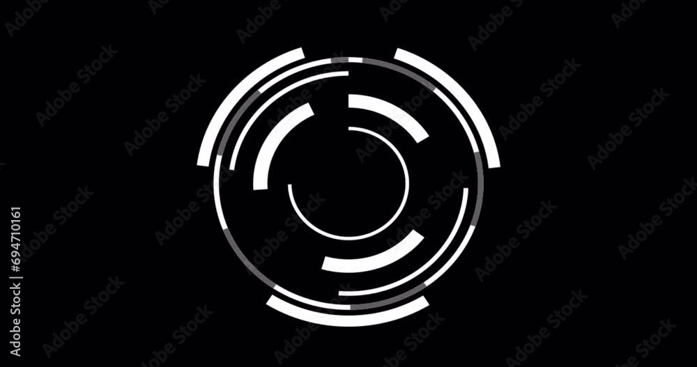 Loading data HUD circle interfaces in 4K alpha channel. Sci-fi circle ...