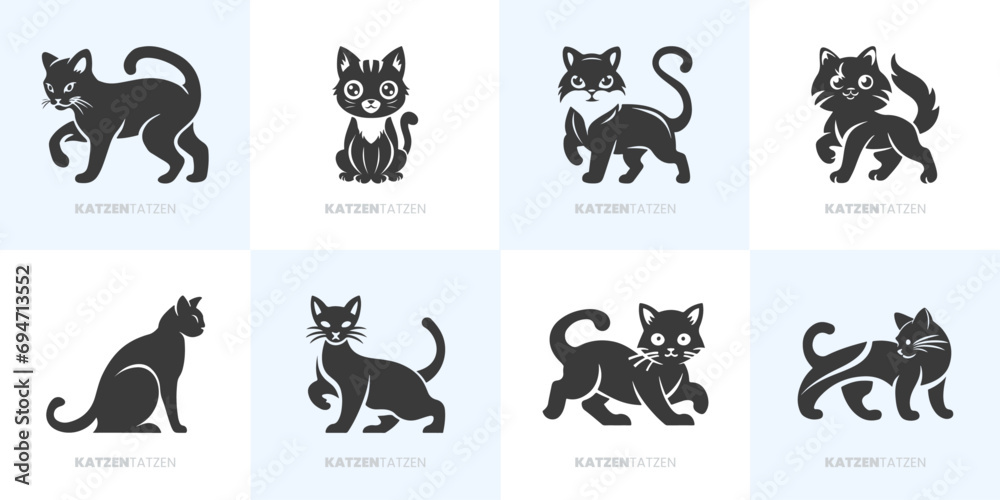 Moderne minimalistische Katzen-Logos | Vektor Grafik Bündel für ...