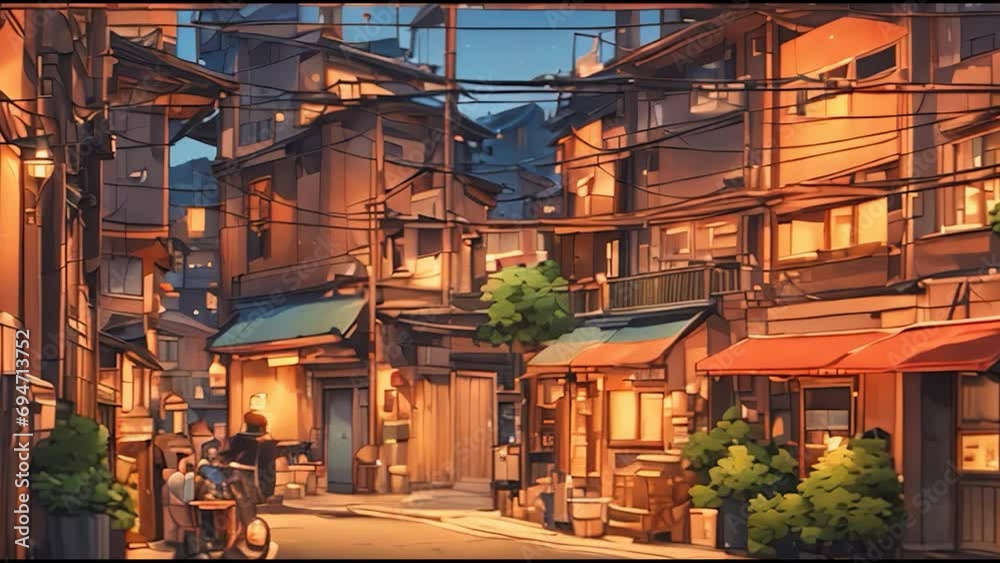 Anime fantasy old street in the town country, Anime lofi live wallpaper ...