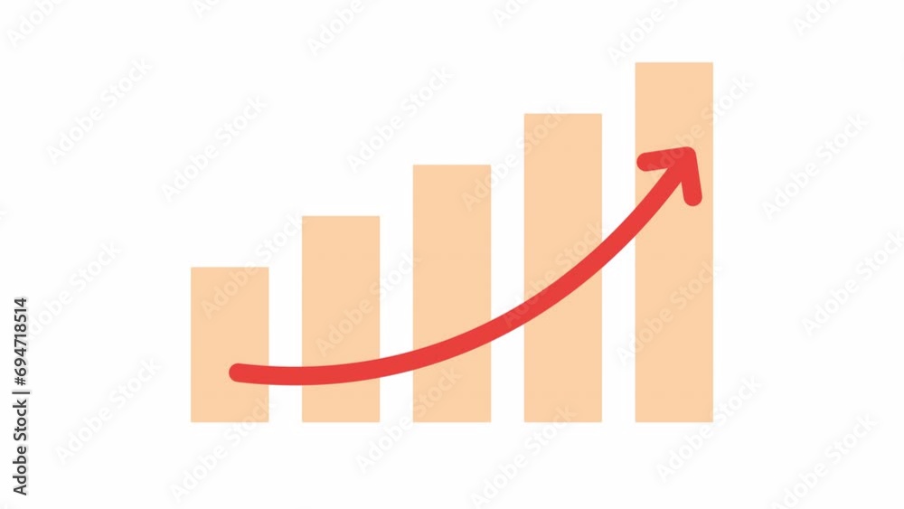 Increasing bar chart arrow up 2D object animation. Inflation growing ...