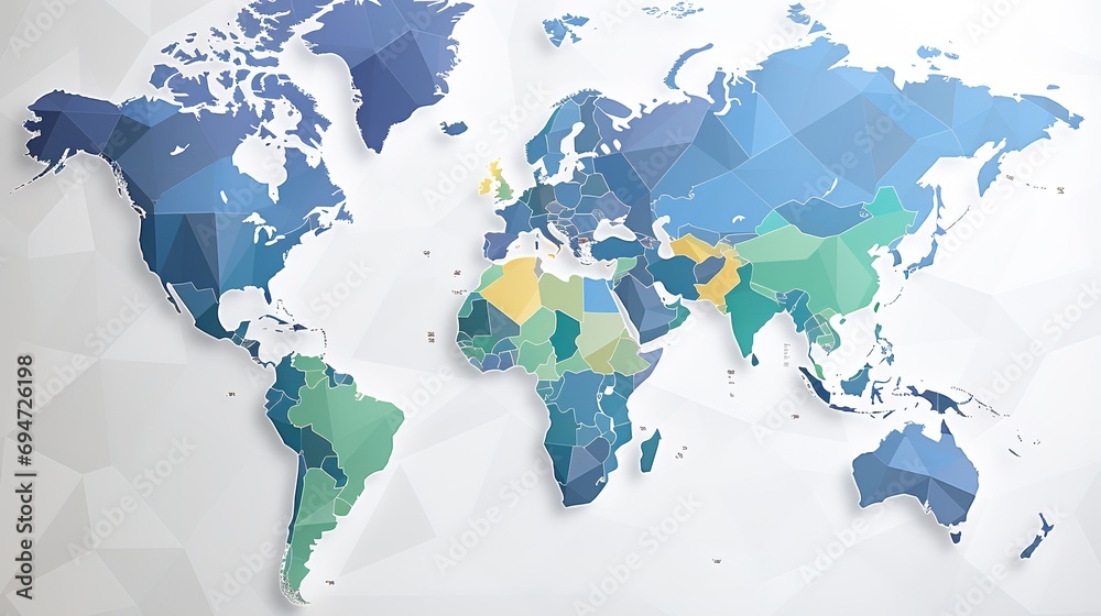 3D World map. Paper art Earth map shapes with shadow. Flat style ...