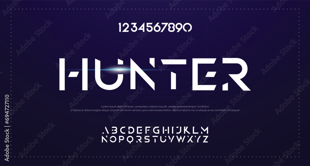 Hunter A tech vector font typeface unique font design. Typeface urban ...