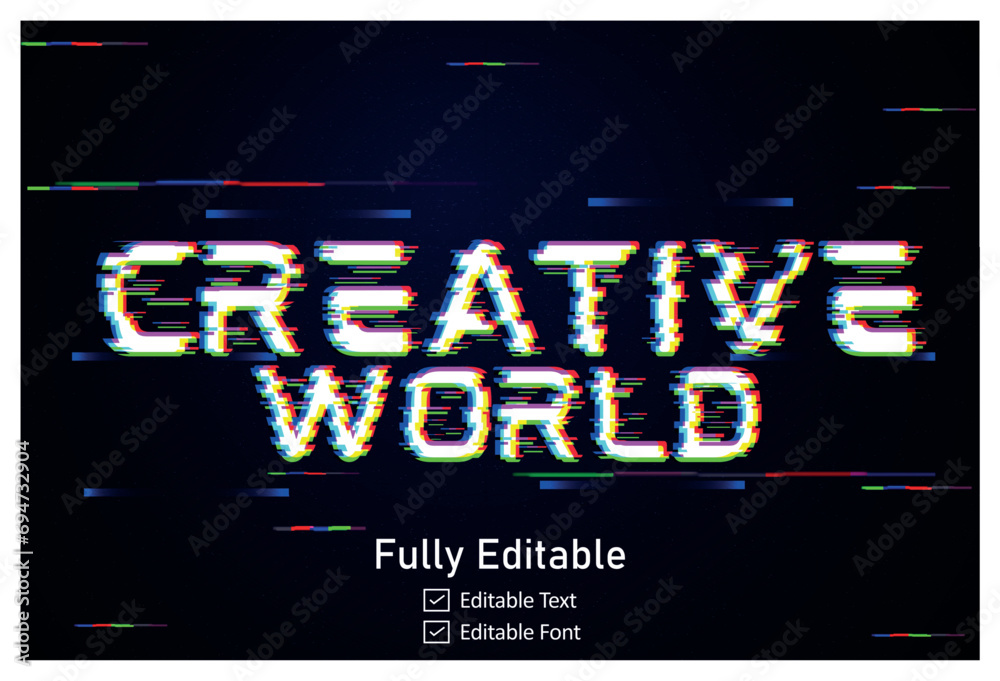 Realistic glitch text effect for video game text for editable cyber ...