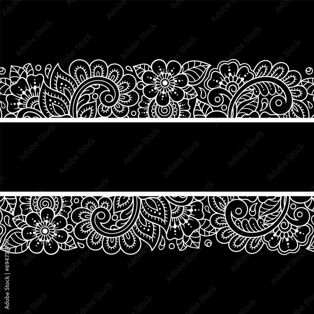 Frame in eastern tradition. Stylized with henna tattoos decorative ...