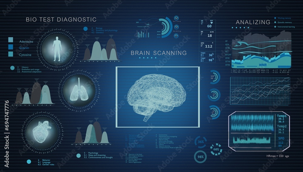 Healthcare HUD interface full scan and examination of the human body ...