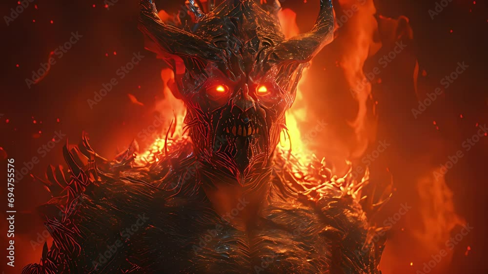 Scary demon monster in hell. Created with generative AI. Stock Video ...