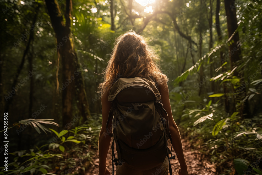 Tropical Adventure: Solo Female Traveler Exploring Rainforest - Nature ...