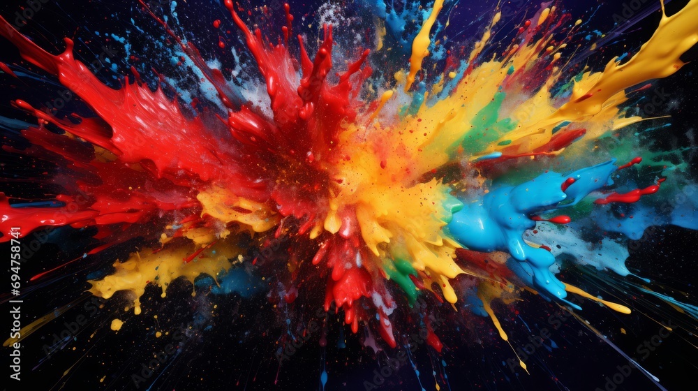 a presentation background of different paint splashes collision: a ...