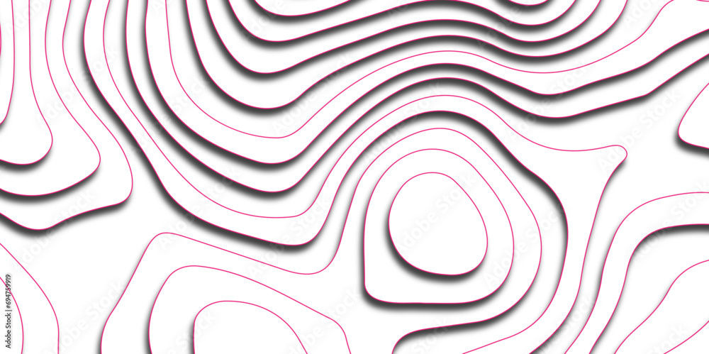 Abstract wavy line 3d paper cut white topography background. Multi ...