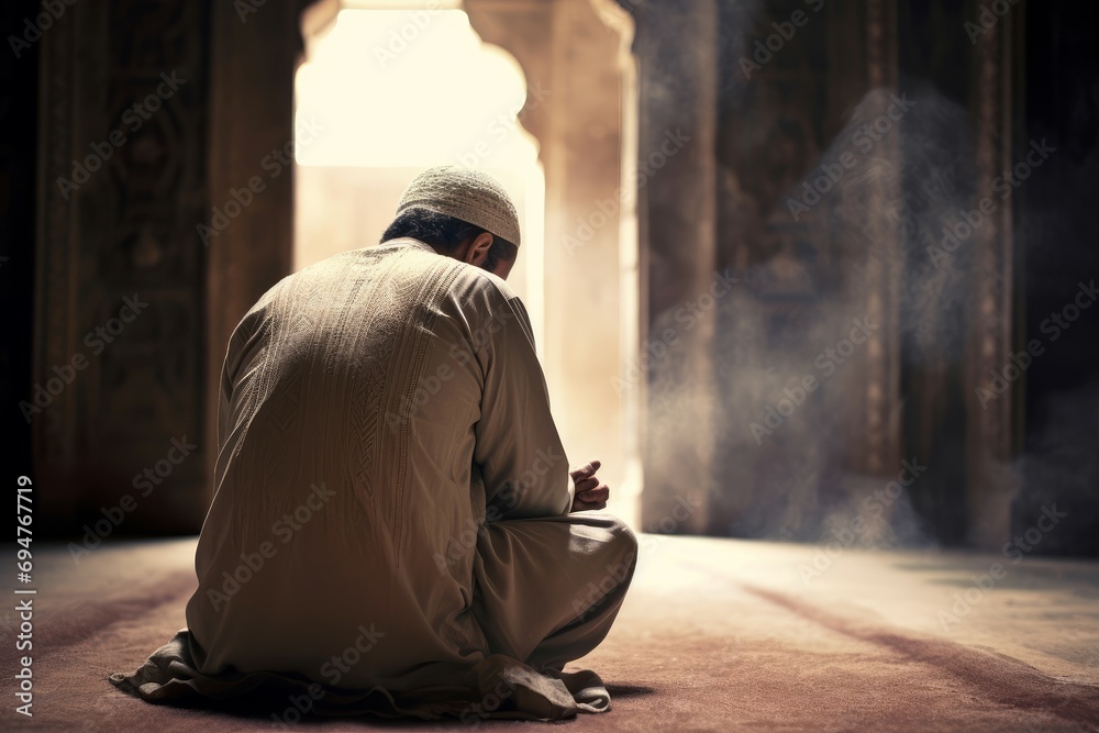 Devout Man muslim praying. Peace person. Generate Ai Stock Photo ...