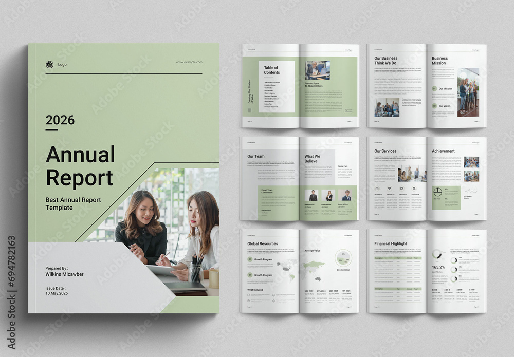 Annual Report Template Design Layout Stock Template | Adobe Stock