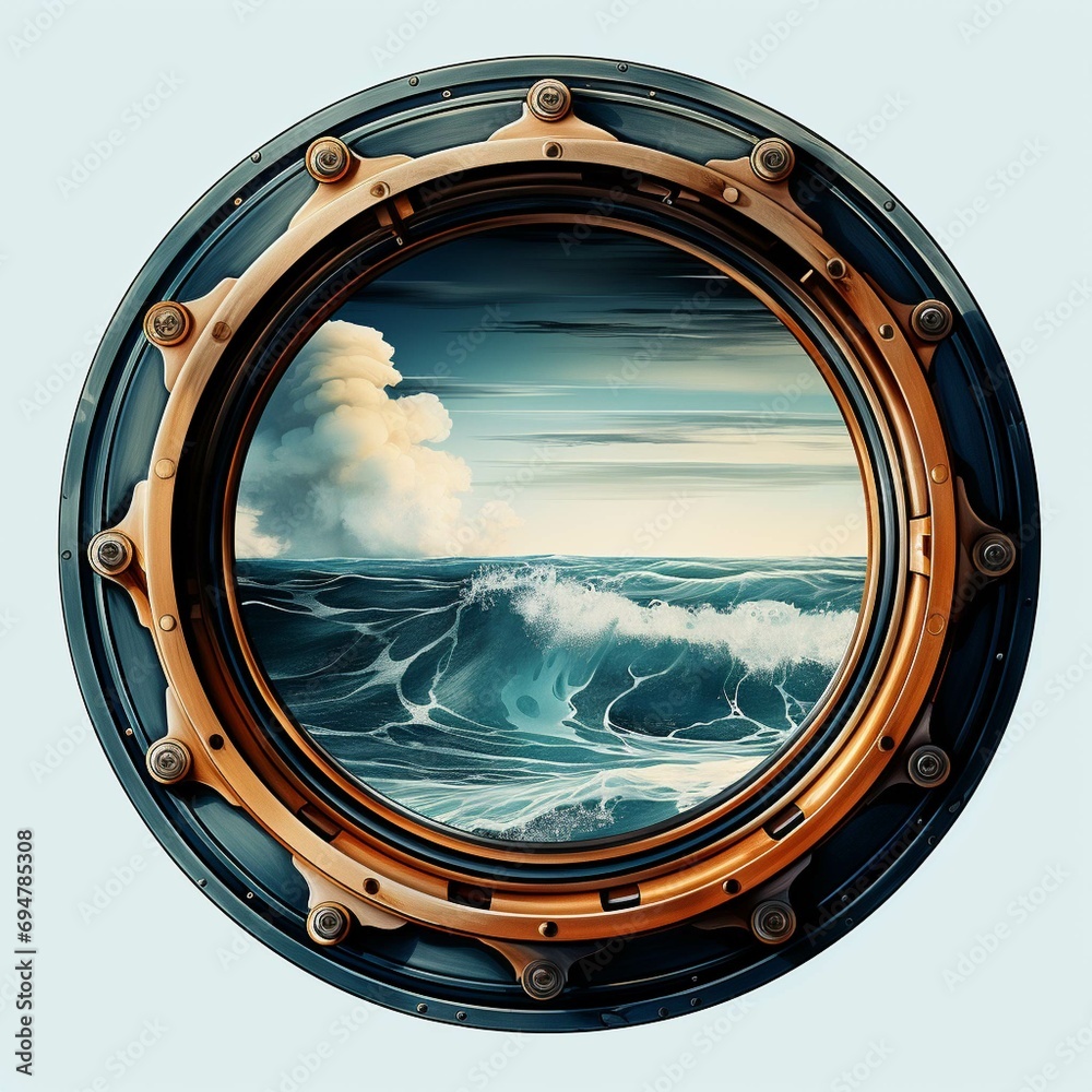 Porthole, look on the sea. Boat porthole. ship porthole or window with ...