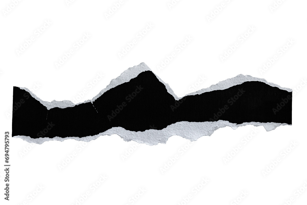 Black Ripped Paper With Torn Edges. Isolated Strips On Transparent ...