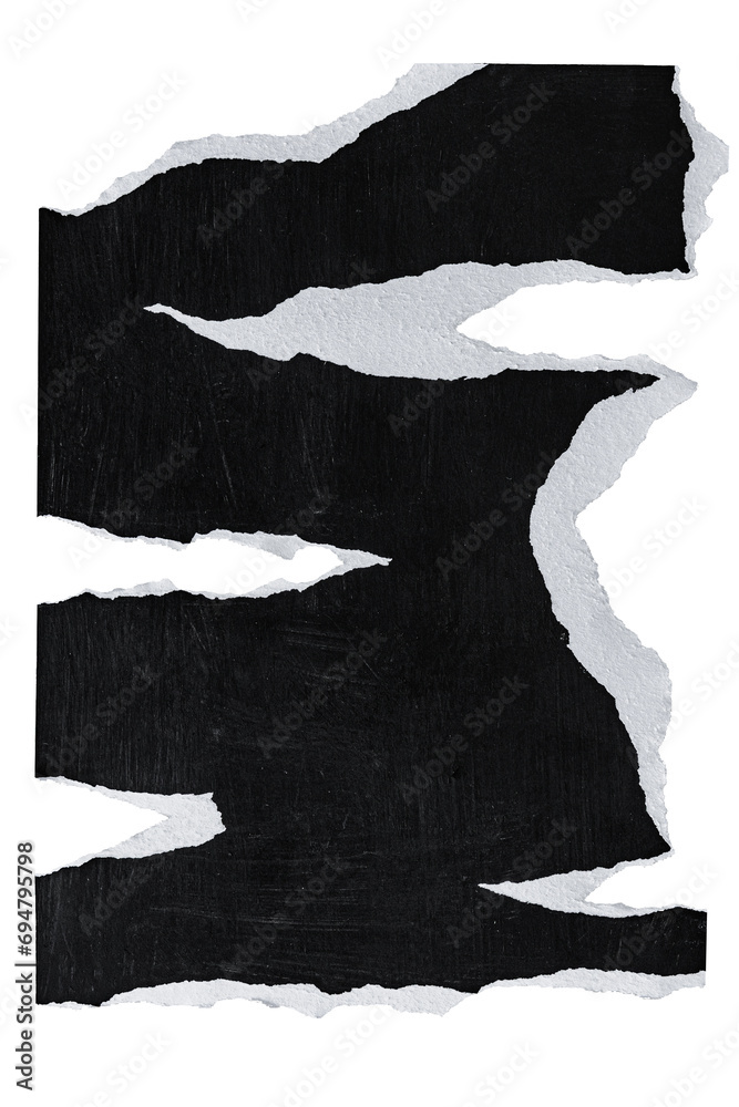 Black Ripped Paper With Torn Edges. Isolated Strips On Transparent ...