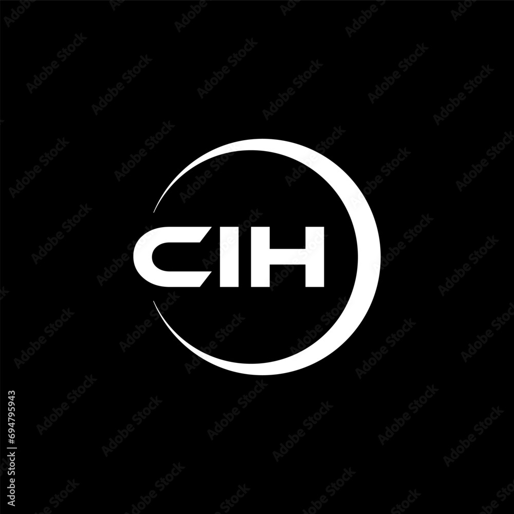CIH letter logo design with black background in illustrator, cube logo ...