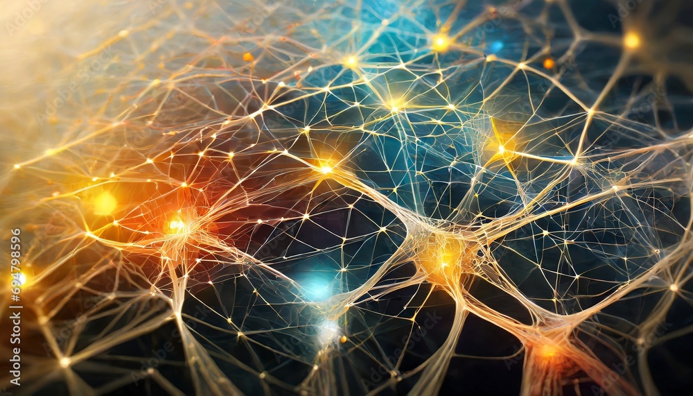 Neural Network of interconnected nodes and layers, illustrate the flow ...