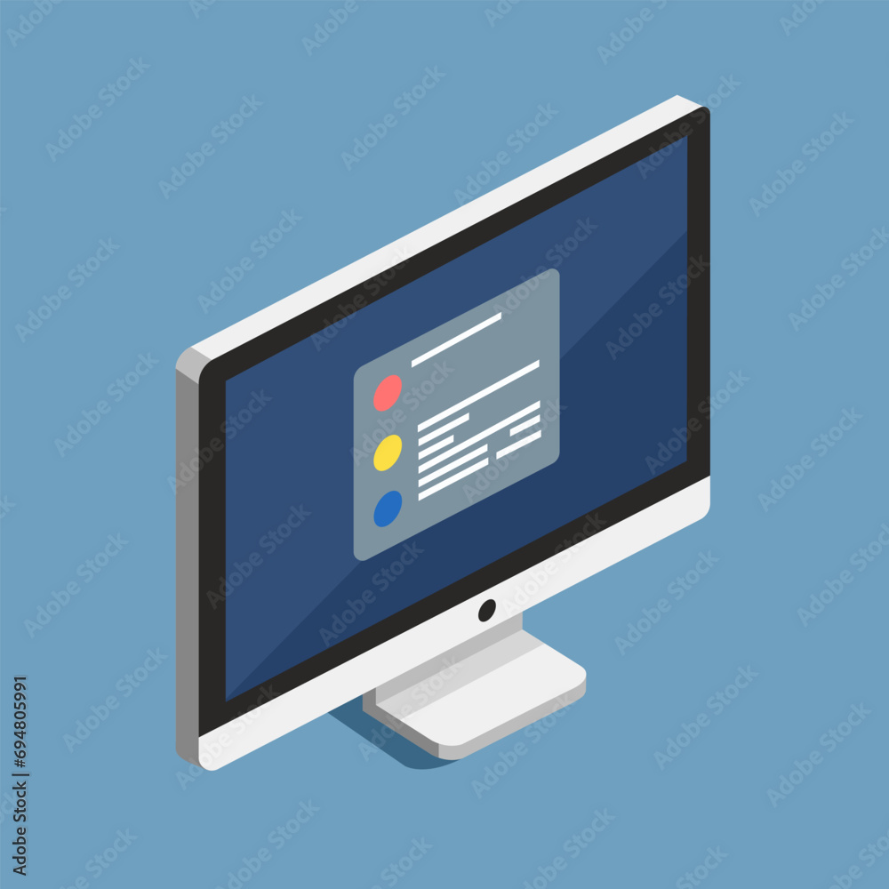 PC monitor. Isometry. Isometric vector illustration. Vector graphic ...